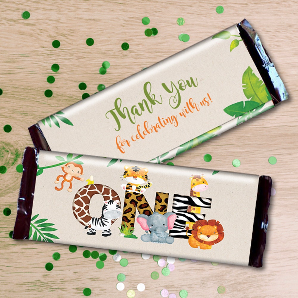 Jungle 1st Birthday Candy Wrappers Jungle Candy Labels - Etsy