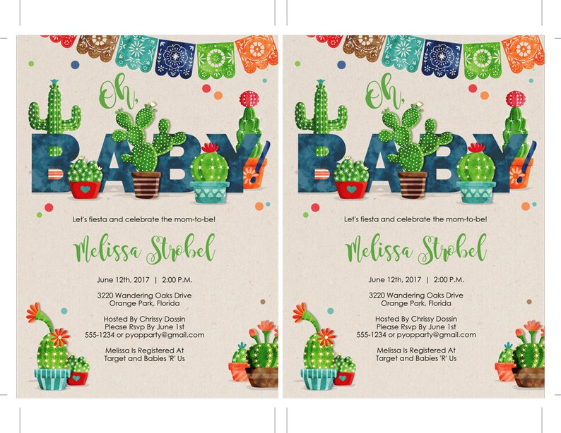 Cactus Baby Shower Invitation | Cactus Theme Invite | Boy or Neutral ...