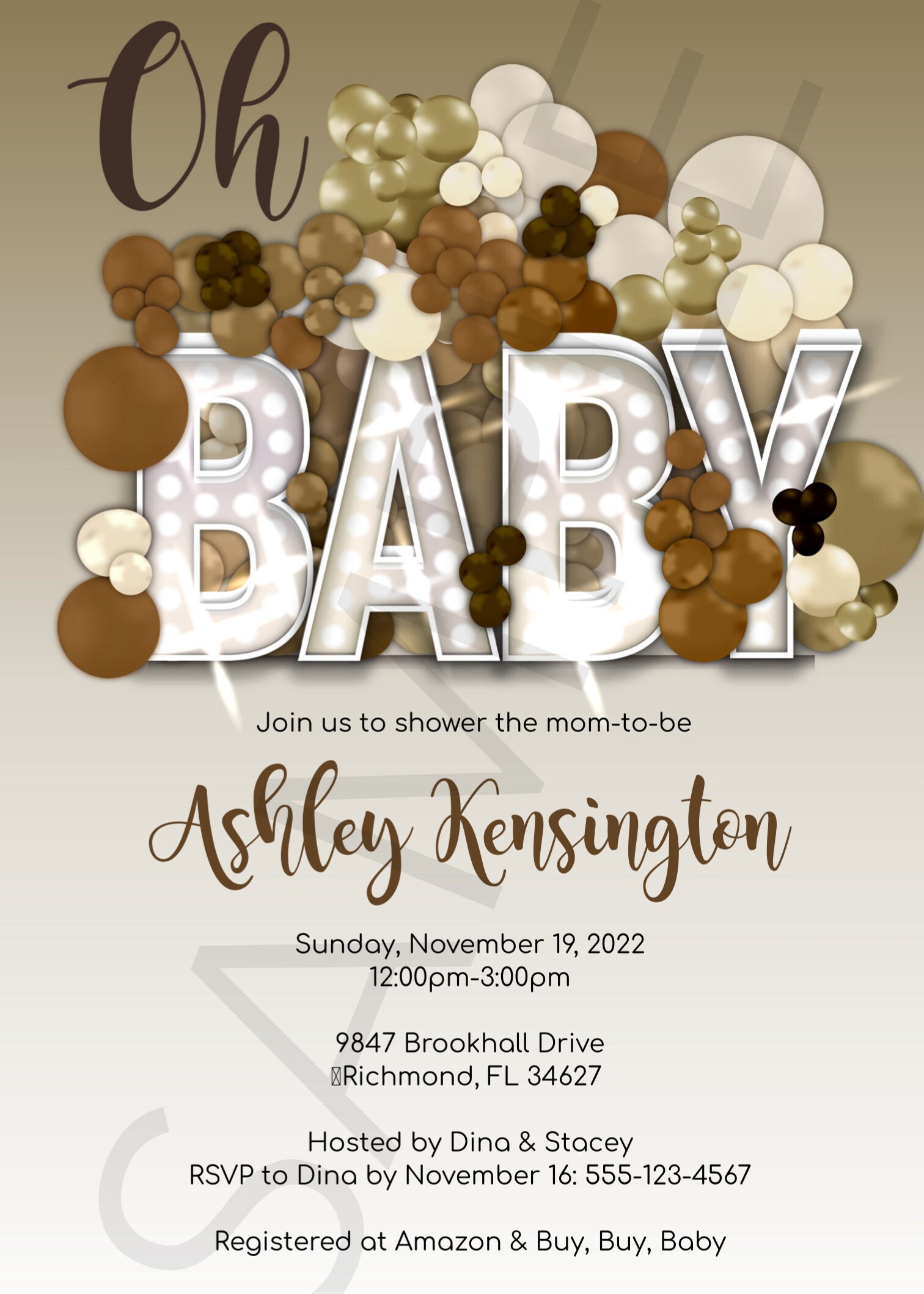 Baby Shower Invitation - Shades of Brown Baby Shower "oh Baby" - Browns ...