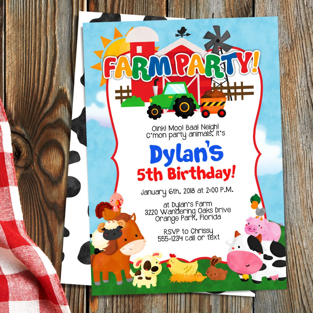 Farm Invitation - Farm Birthday Party Invitation - PDF Template - DIY ...