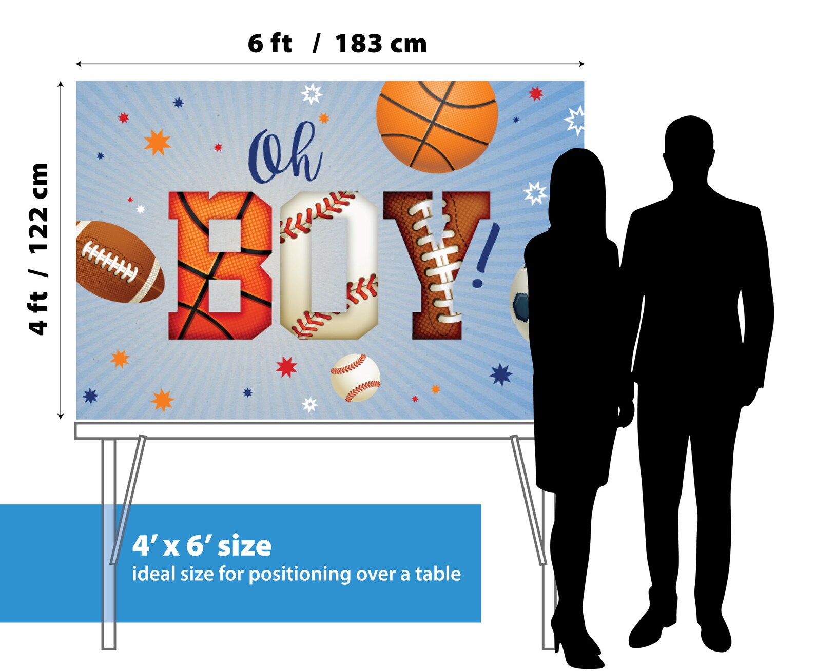 All Star Sports Backdrop, Boy Baby Shower Backdrop, Printable, "oh, Boy ...