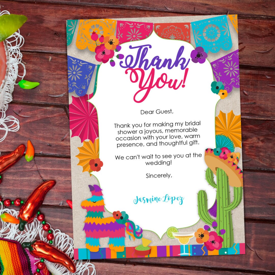 Fiesta Thank You Note TEMPLATE - Fiesta Mexicana Thank You Card ...
