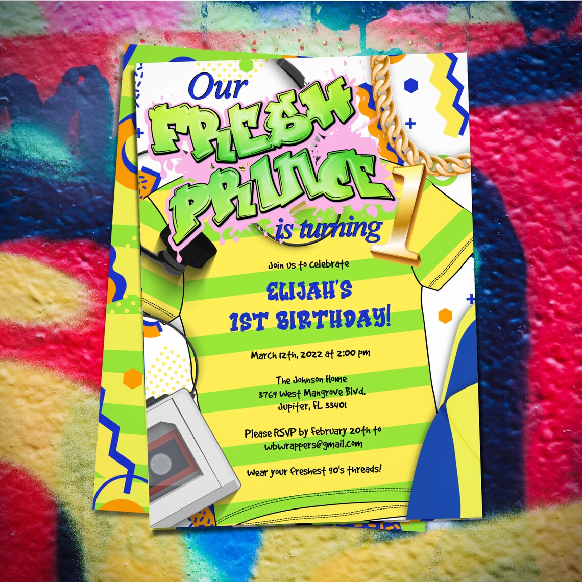 Fresh Prince 1st Birthday Invitation 90s Birthday Party - Etsy