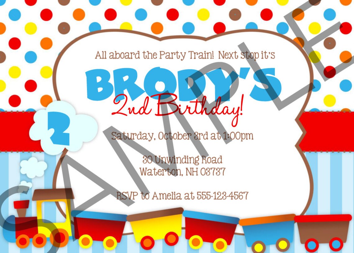 Choo Choo Train Party Invitation TEMPLATE - Kids Train Invite - Word ...