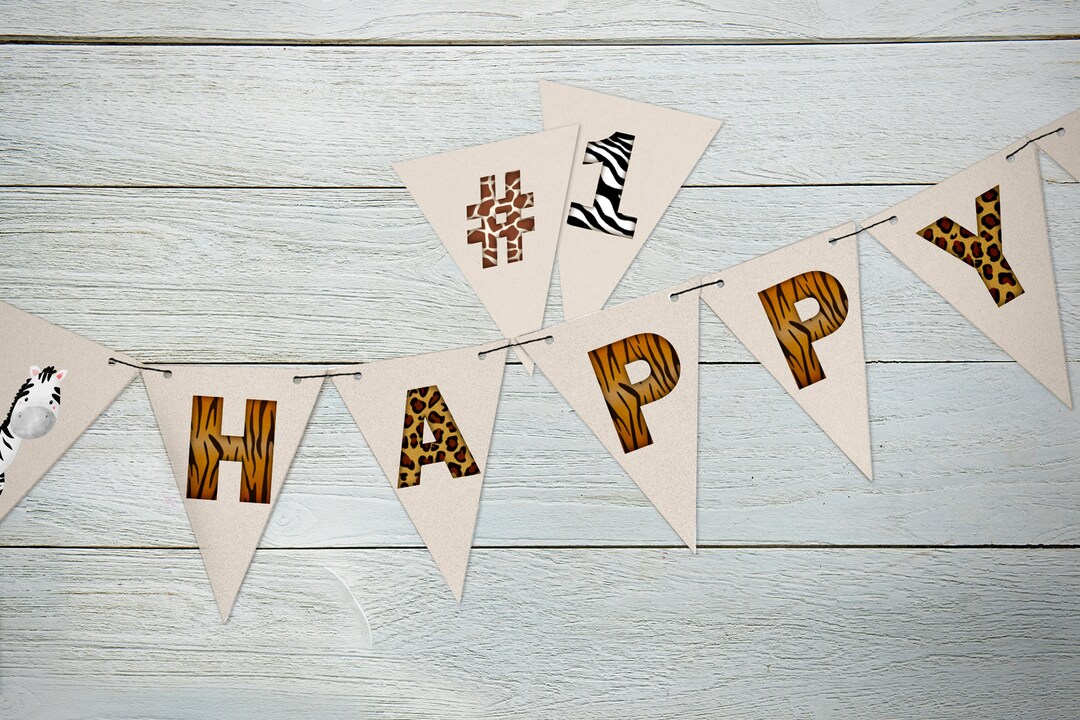 Jungle Theme Printable Banner | Pennant Banner Printables | Party Decor ...