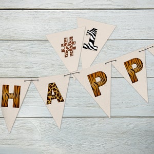 Jungle Theme Printable Banner | Pennant Banner Printables | Party Decor ...
