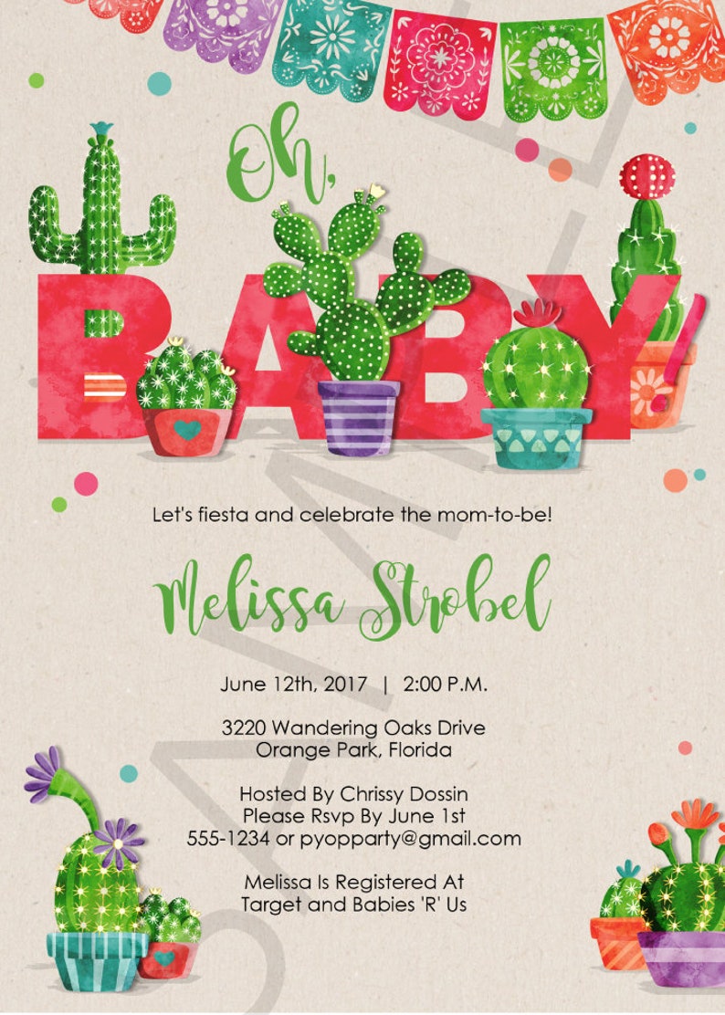 Cactus Baby Shower Invitation Cactus Theme Invite Girl | Etsy
