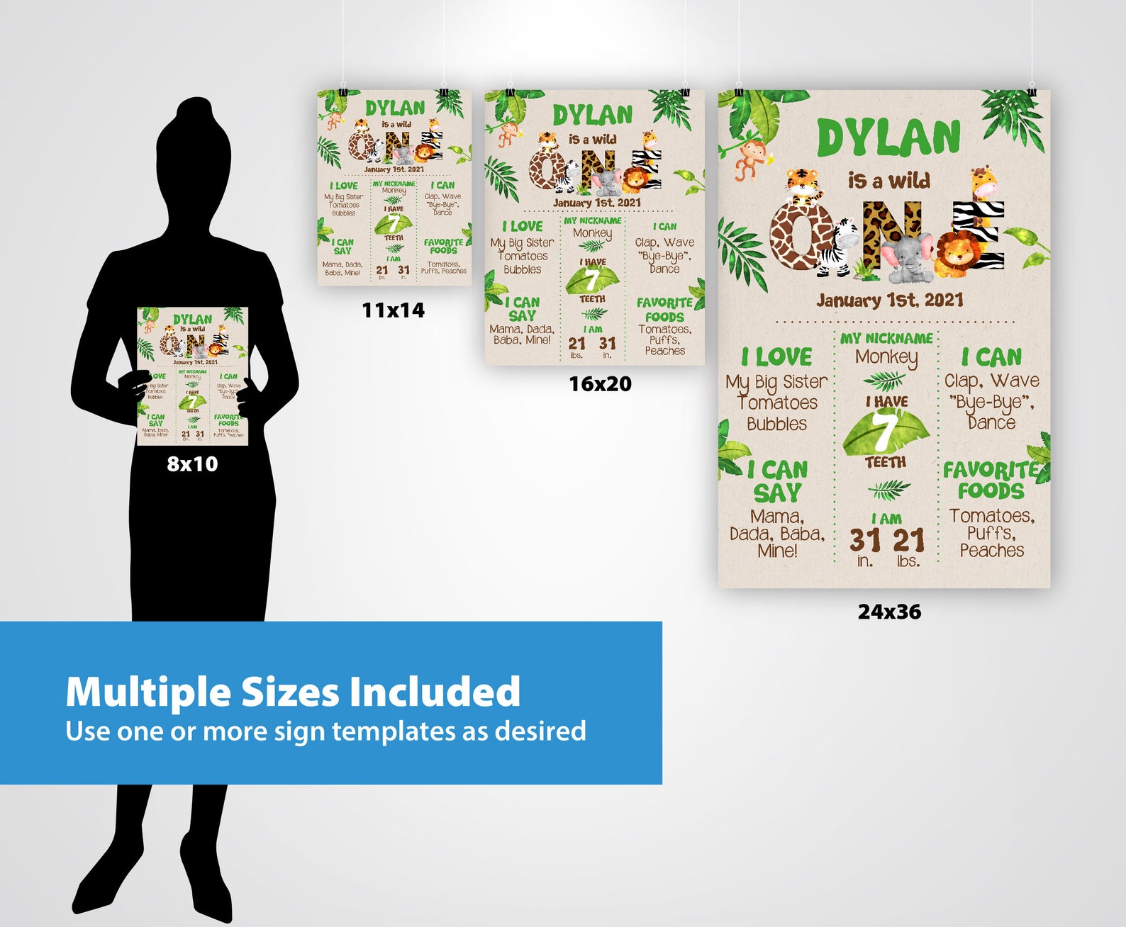 Jungle Birthday Baby Milestone Sign or Milestone Board | Etsy