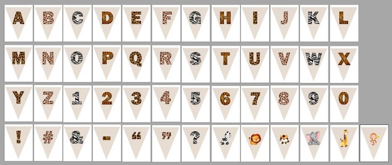 Jungle Theme Printable Banner | Pennant Banner Printables | Party Decor ...