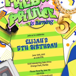 Fresh Prince Birthday Party Invitation TEMPLATE, 90s Birthday Party ...