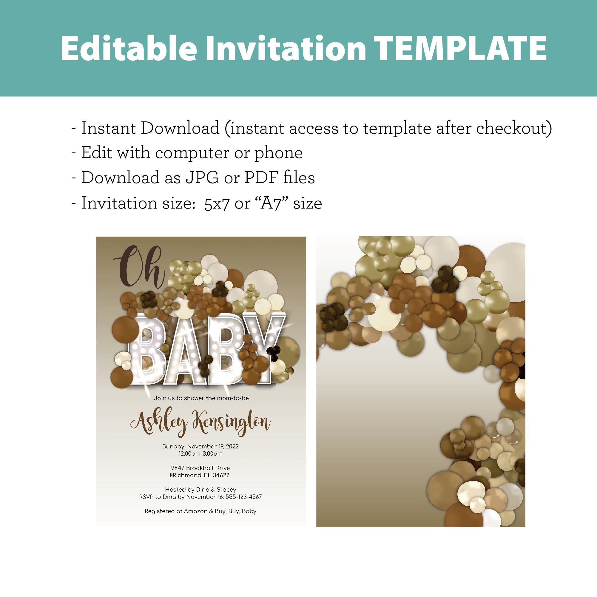 Baby Shower Invitation - Shades of Brown Baby Shower "oh Baby" - Browns ...