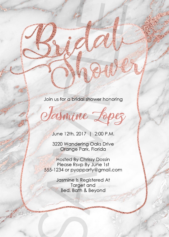 Rose Gold Invite, Bridal Shower Invite, Shower Invitations - Edit ...
