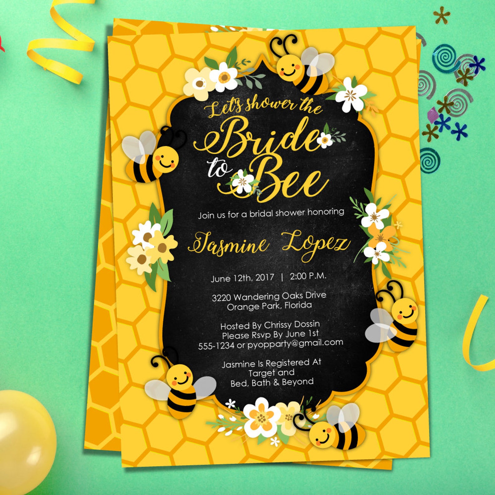 Bee Invitation Honey Bee Shower or Bee Party Bee Bridal - Etsy