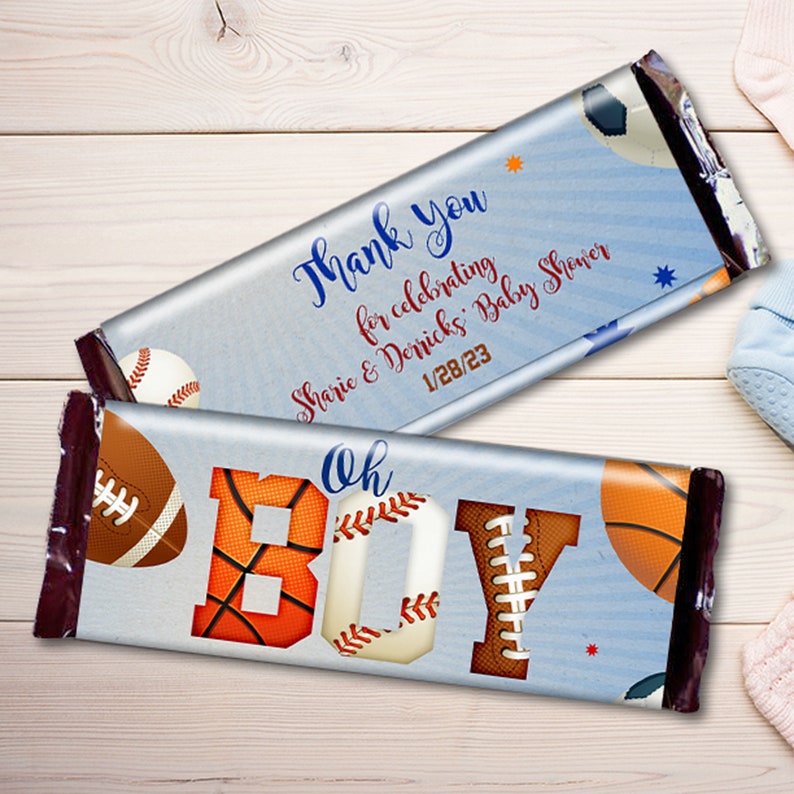 Oh Boy Sports Baby Shower Candy Wrappers MVP Sport Candy - Etsy
