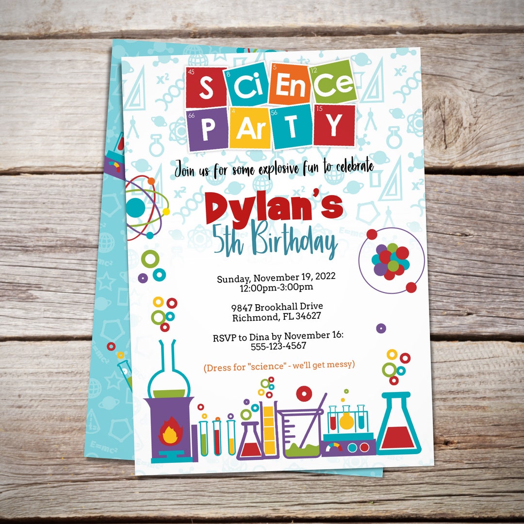 Mad Scientist Editable Science Birthday Party Invitation Template ...
