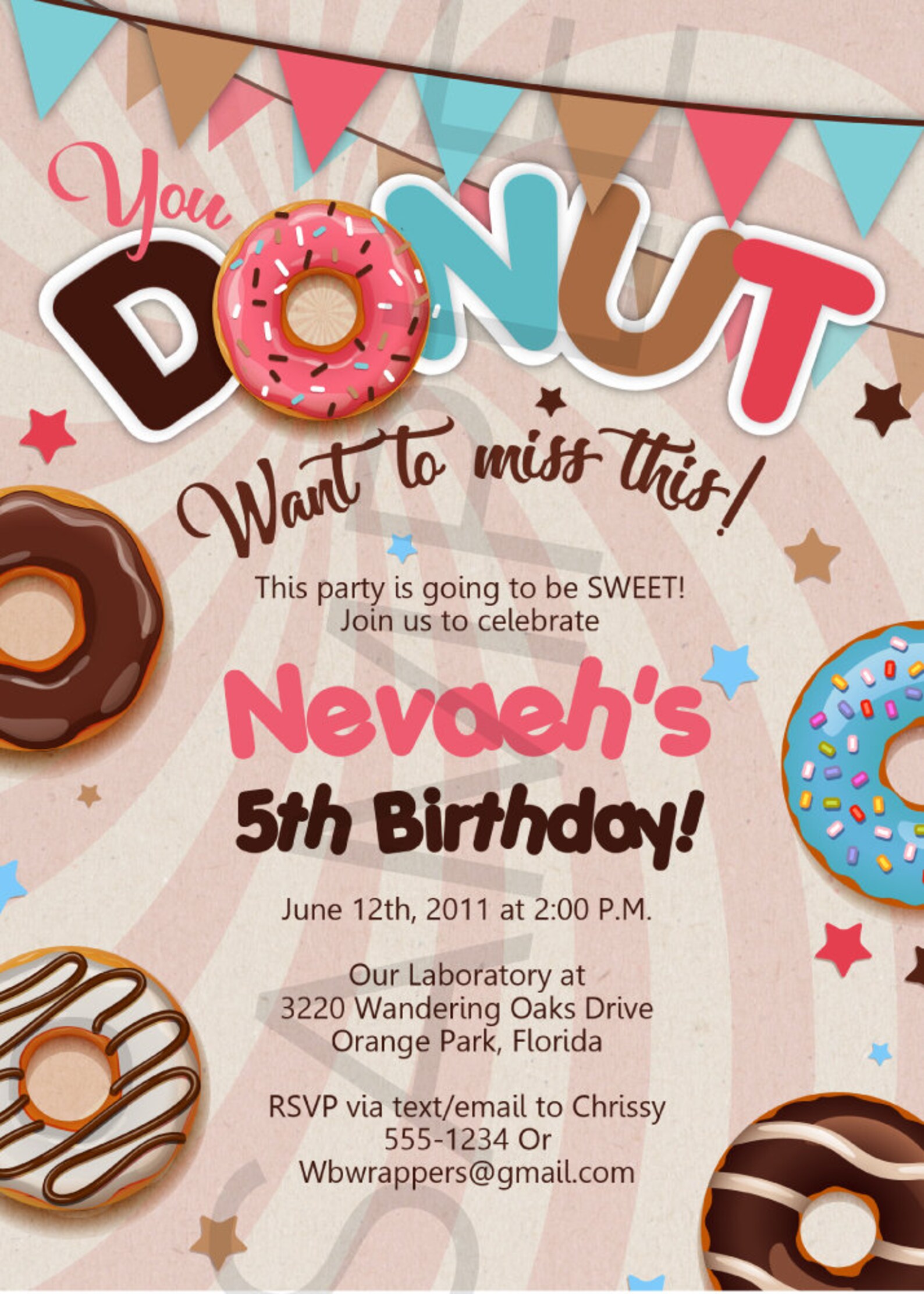 Donut Birthday Party Invitation for Donut Birthday PDF | Etsy