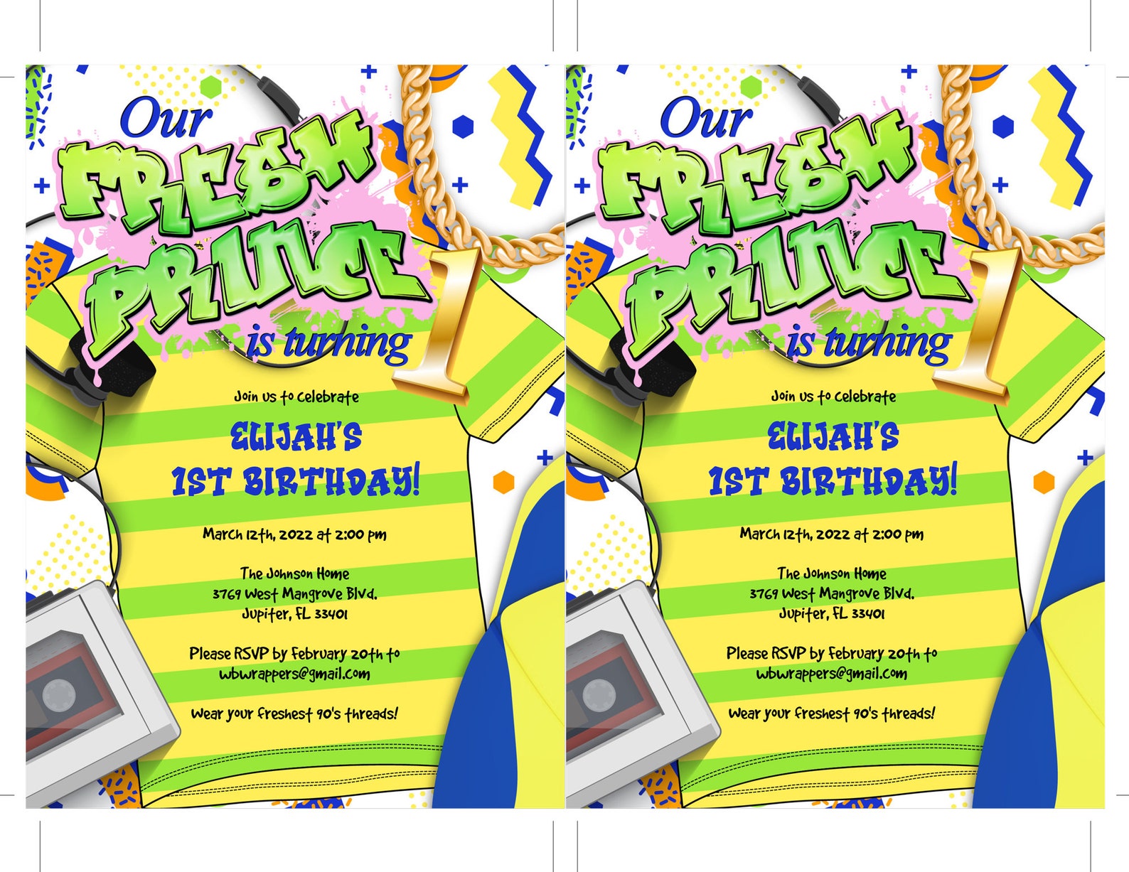 Fresh Prince 1st Birthday Invitation 90s Birthday Party - Etsy