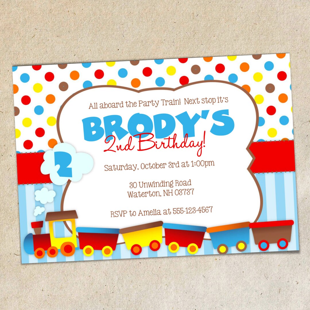 Choo Choo Train Party Invitation TEMPLATE - Kids Train Invite - Word ...