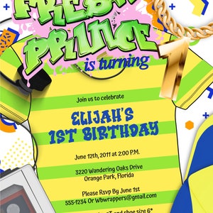Fresh Prince 1st Birthday Invitation, 90s Birthday Party, Fresh Prince ...