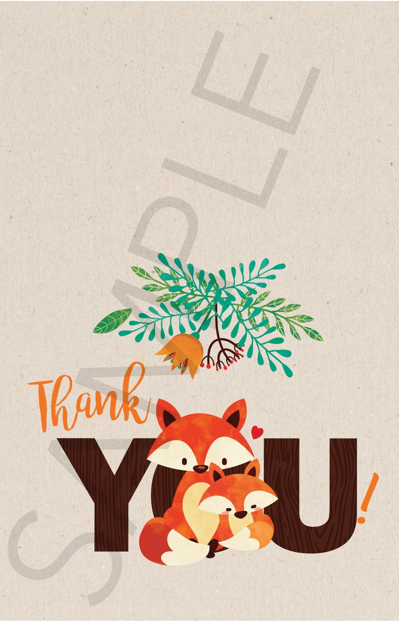 Baby Shower Thank You Cards | Fox Baby Shower Thank You Note | Fox ...