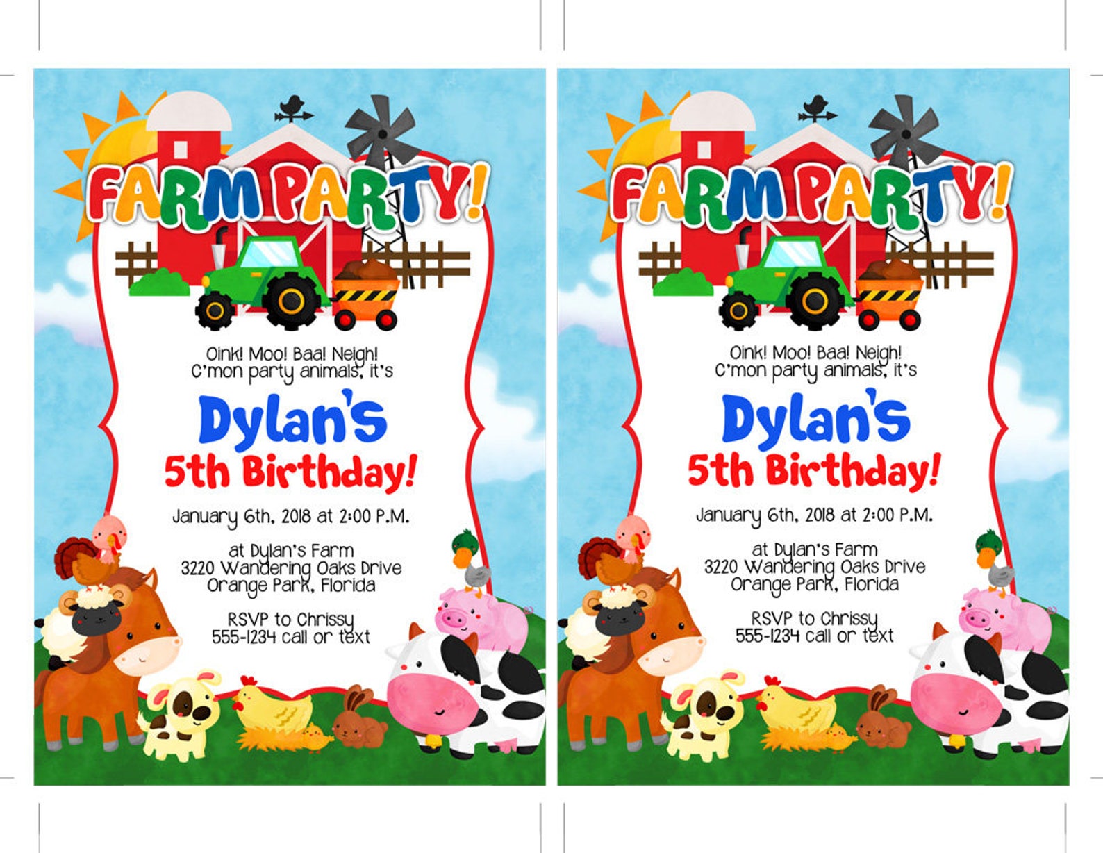 Farm Invitation Farm Birthday Party Invitation PDF | Etsy