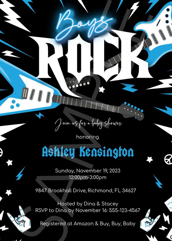 Invitaciones Para Baby Shower Con Temática De Estrella De Rock 71