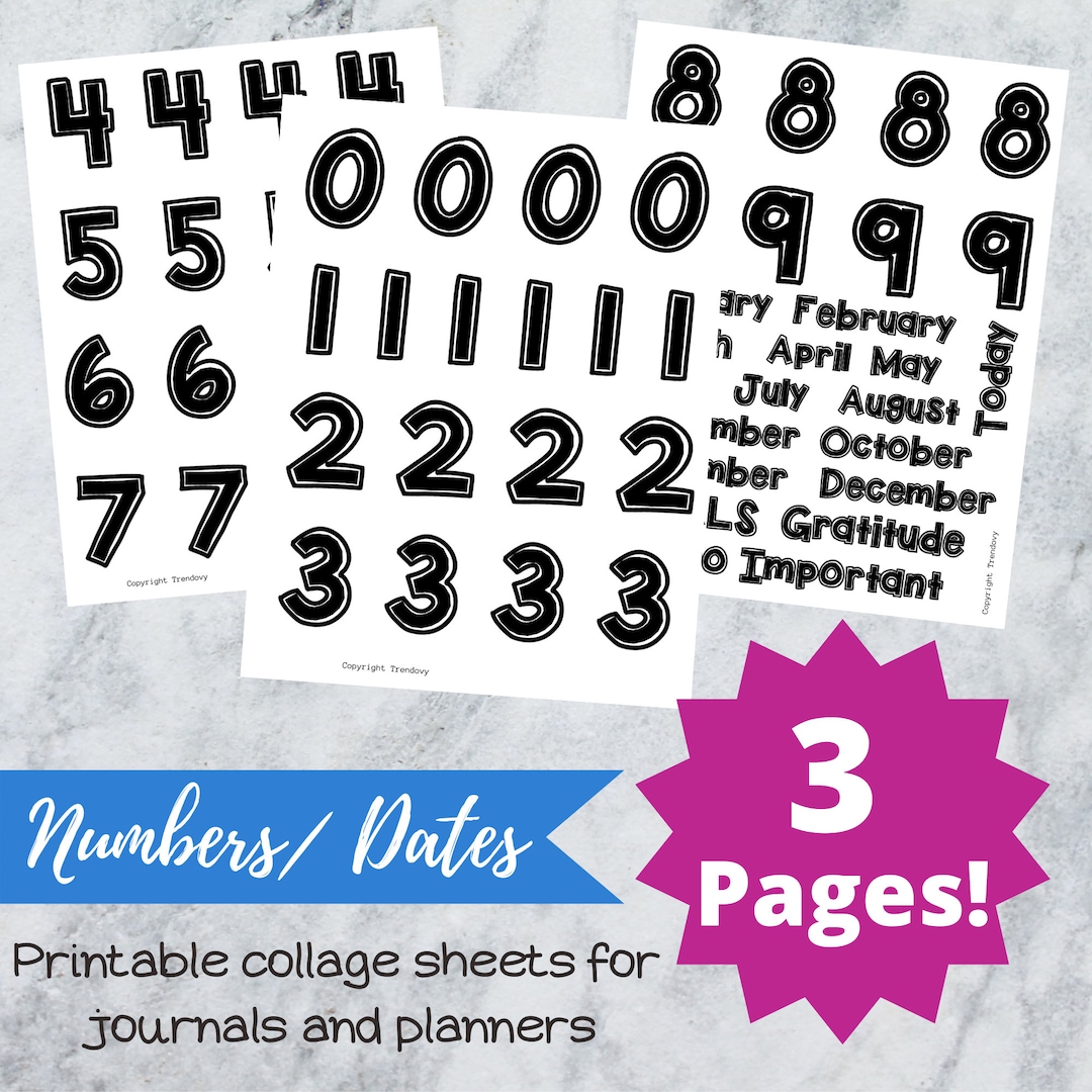 Number Journal Printable Journal Printable Date Printable Journal Dates ...