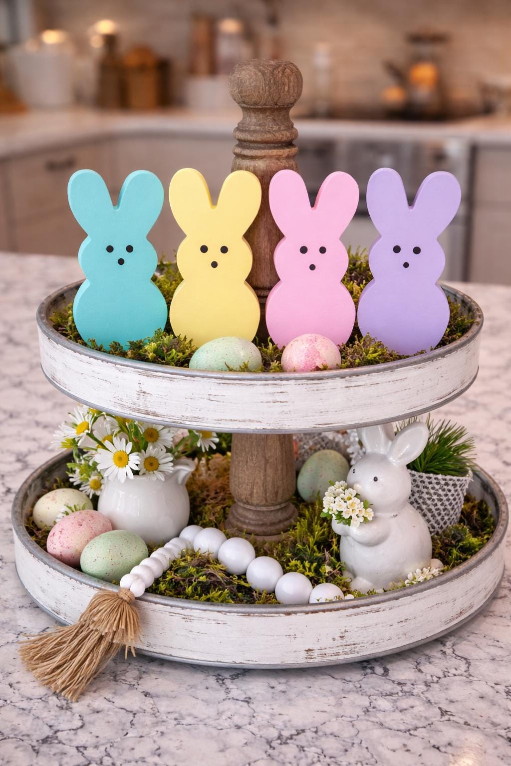 Easter Peep Glitter Bunny Wood Spring Decor Marshmallow Peep Easter ...