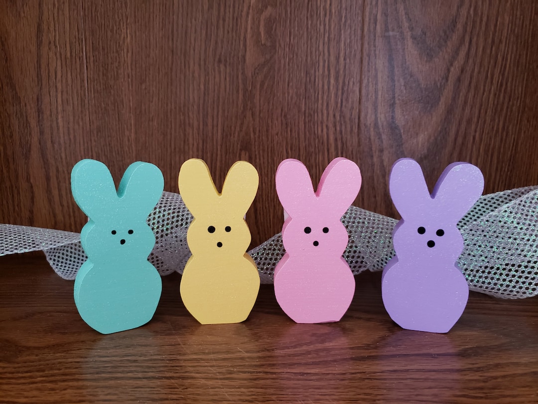 Easter Peep Glitter Bunny Wood Spring Decor Marshmallow Peep Easter ...
