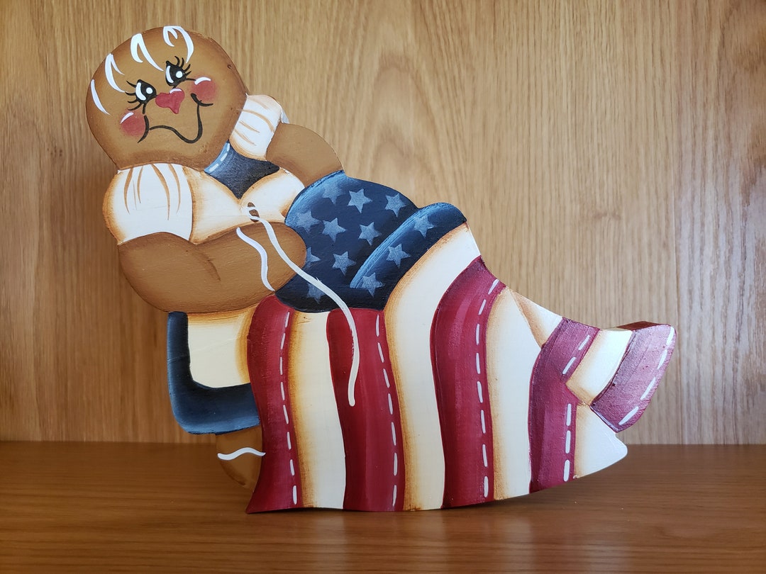 Hand Painted "ginger Ross" Celebrate the American Flag on Wood - Etsy