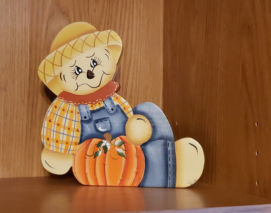 Hand Painted Wood Scarecrow Boy/gingerbread - Etsy