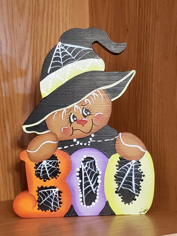 Gingerbread boo Witch Wood Shelf Stand | Etsy