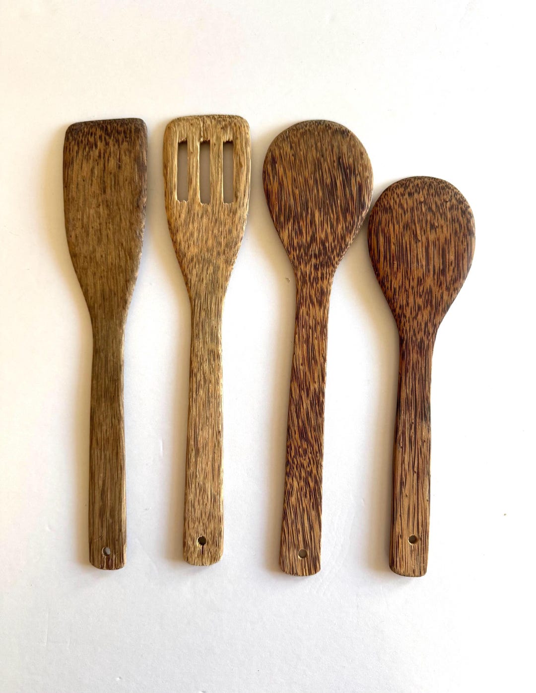 Handcrafted Wooden Cooking Utensil Set Unique Wood Grain Rustic ...