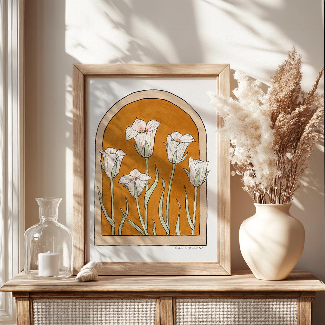 Sego Lily Utah State Flower Gouache and Ink Illustration - 5x7, 8x10 ...