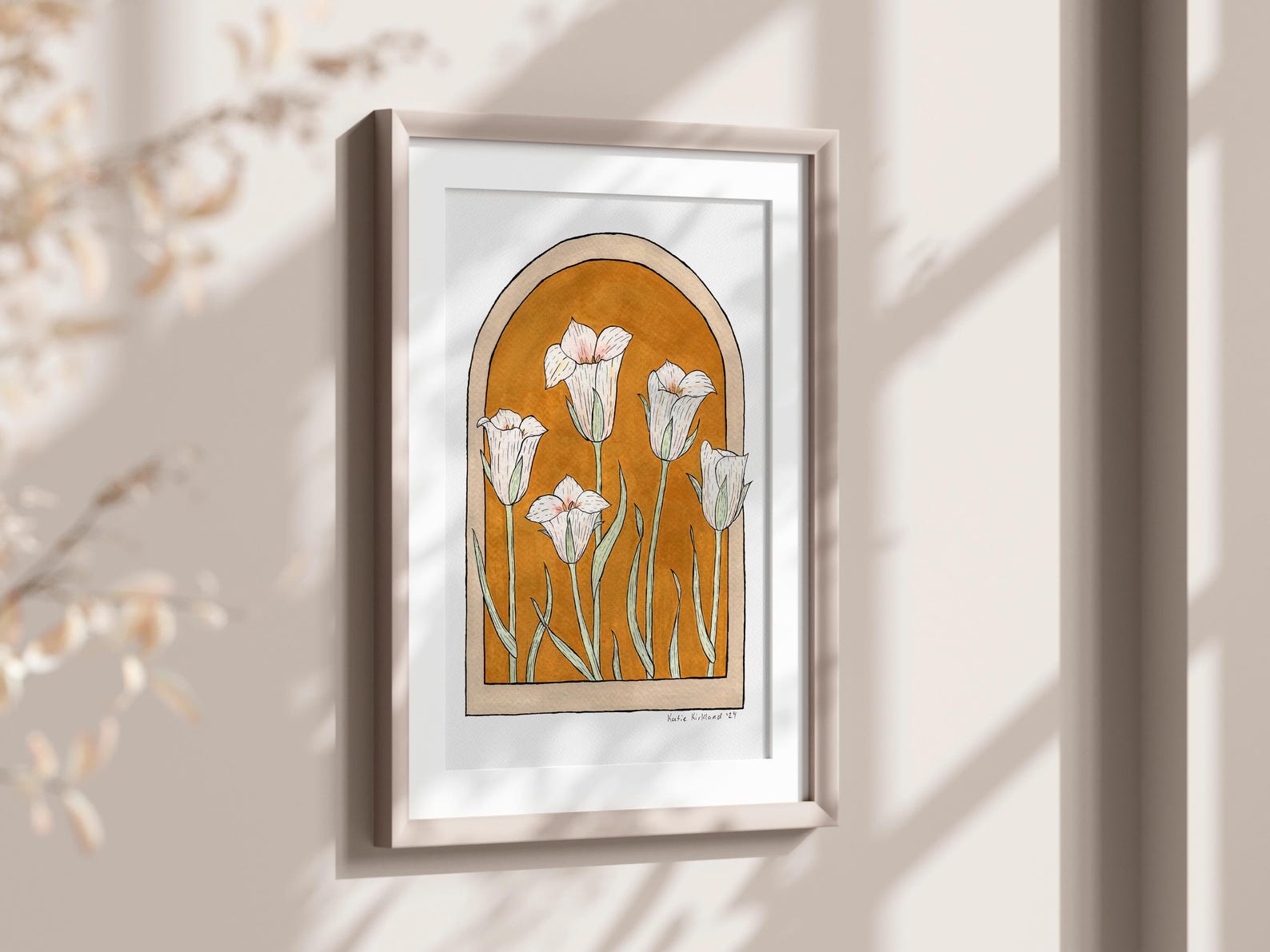 Sego Lily Utah State Flower Gouache and Ink Illustration - 5x7, 8x10 ...
