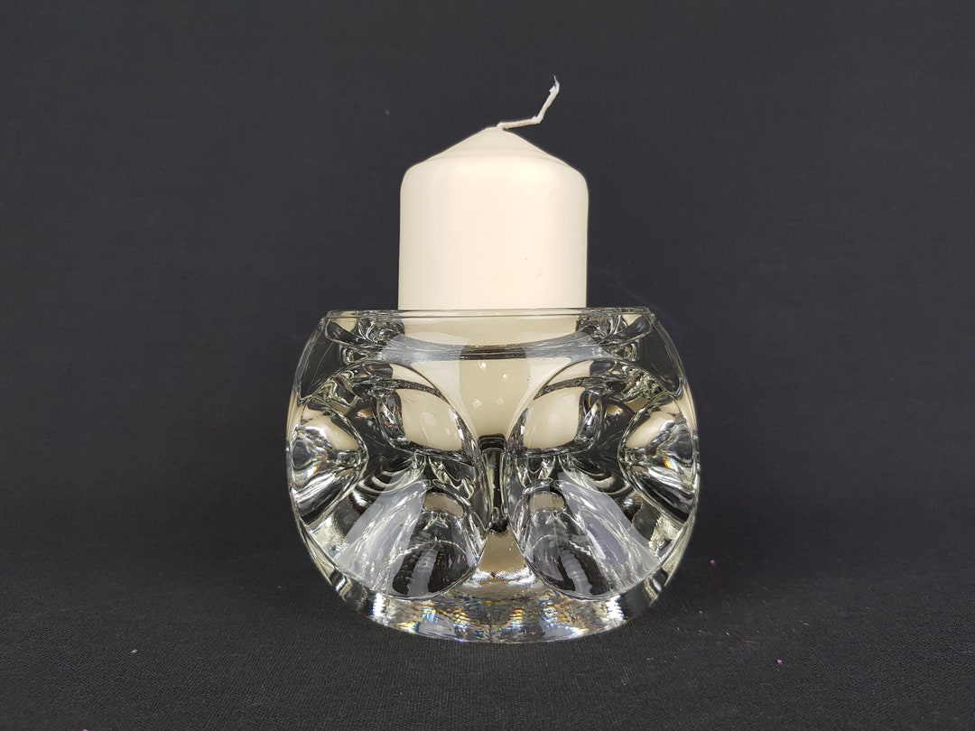 Vintage RUDOLFOVA GLASS Works Czech SKLO Candleholder by Rudolf Jurnikl ...