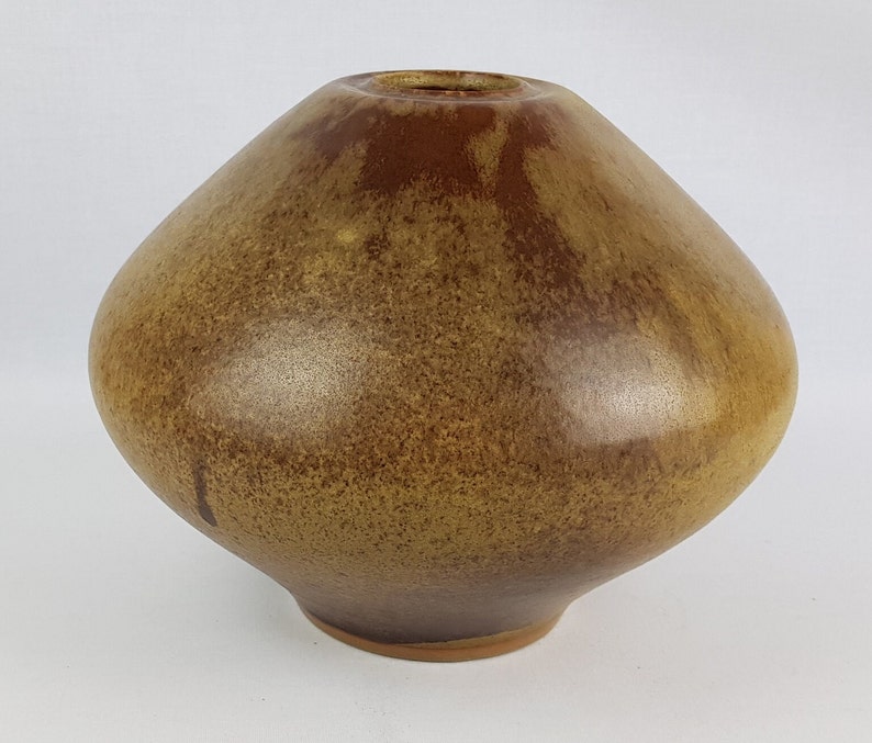 Vintage Studio Art Pottery Vase by Fritz Vehring – UFO Shape – Brown ...