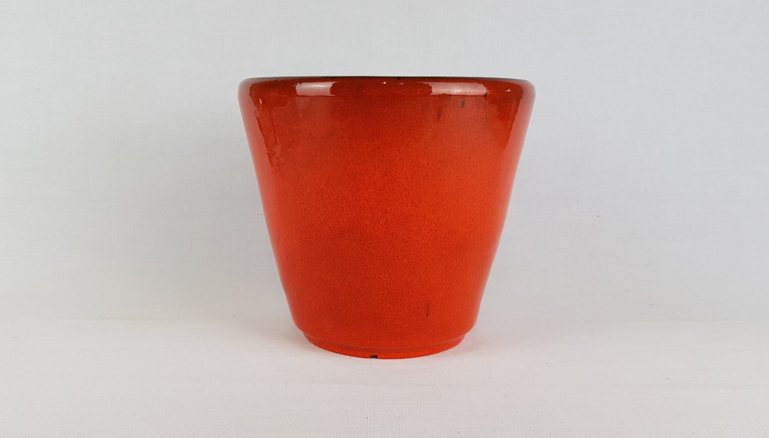 Vintage Red Orange Ceramic Planter Flower Pot Retro Pottery 1970s - Etsy
