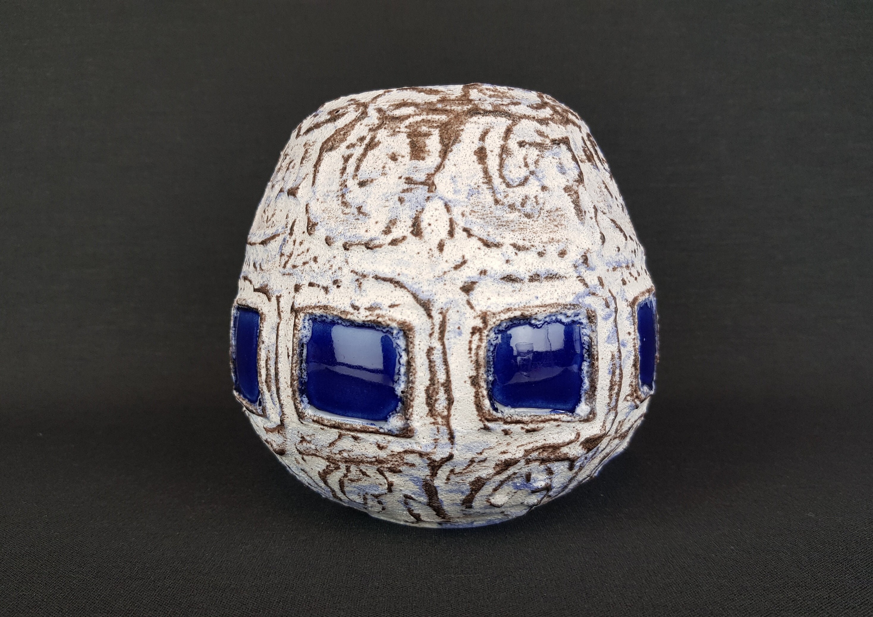 Vintage SCHLOSSBERG KERAMIK Vase With Blue "saphir" Decor 259-14 West ...
