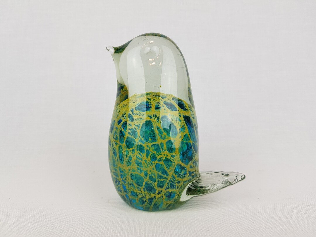 Vintage MDINA Blue, Green and Yellow Glass Bird From Malta 1970s - Etsy