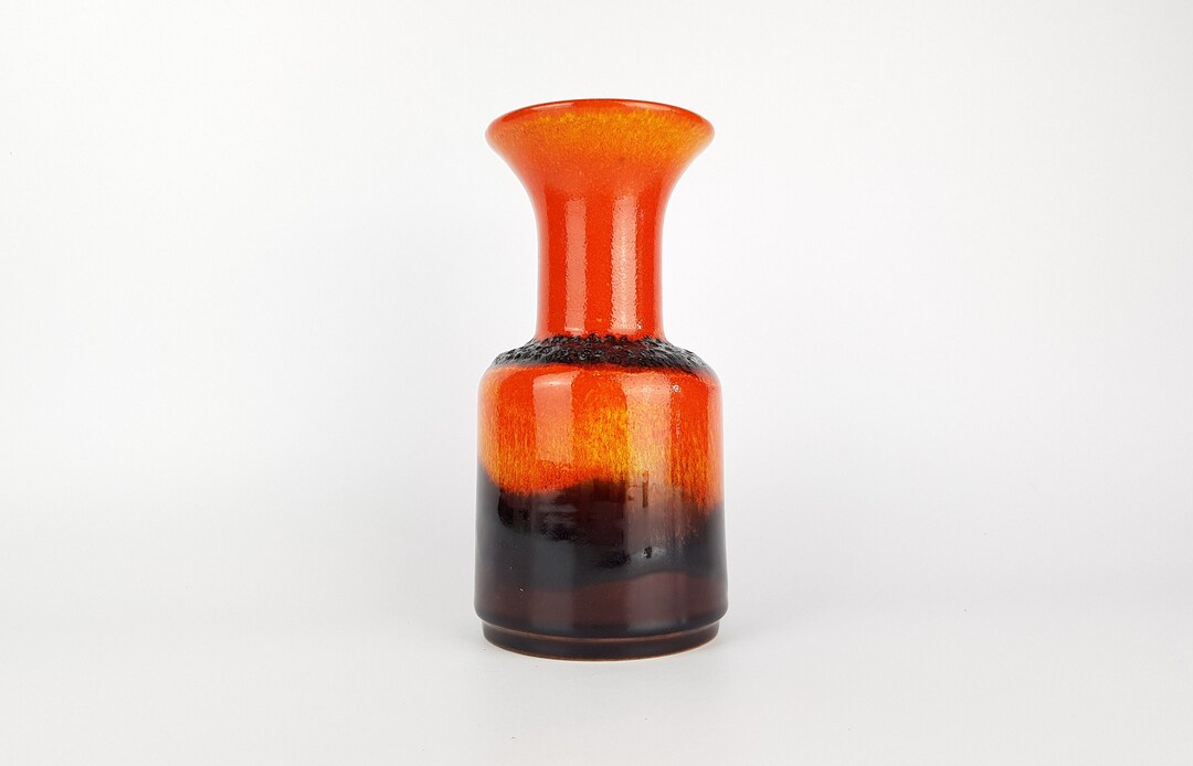 Vintage JASBA KERAMIK Orange Trumpet Fat Lava Vase N602 10 22 West ...