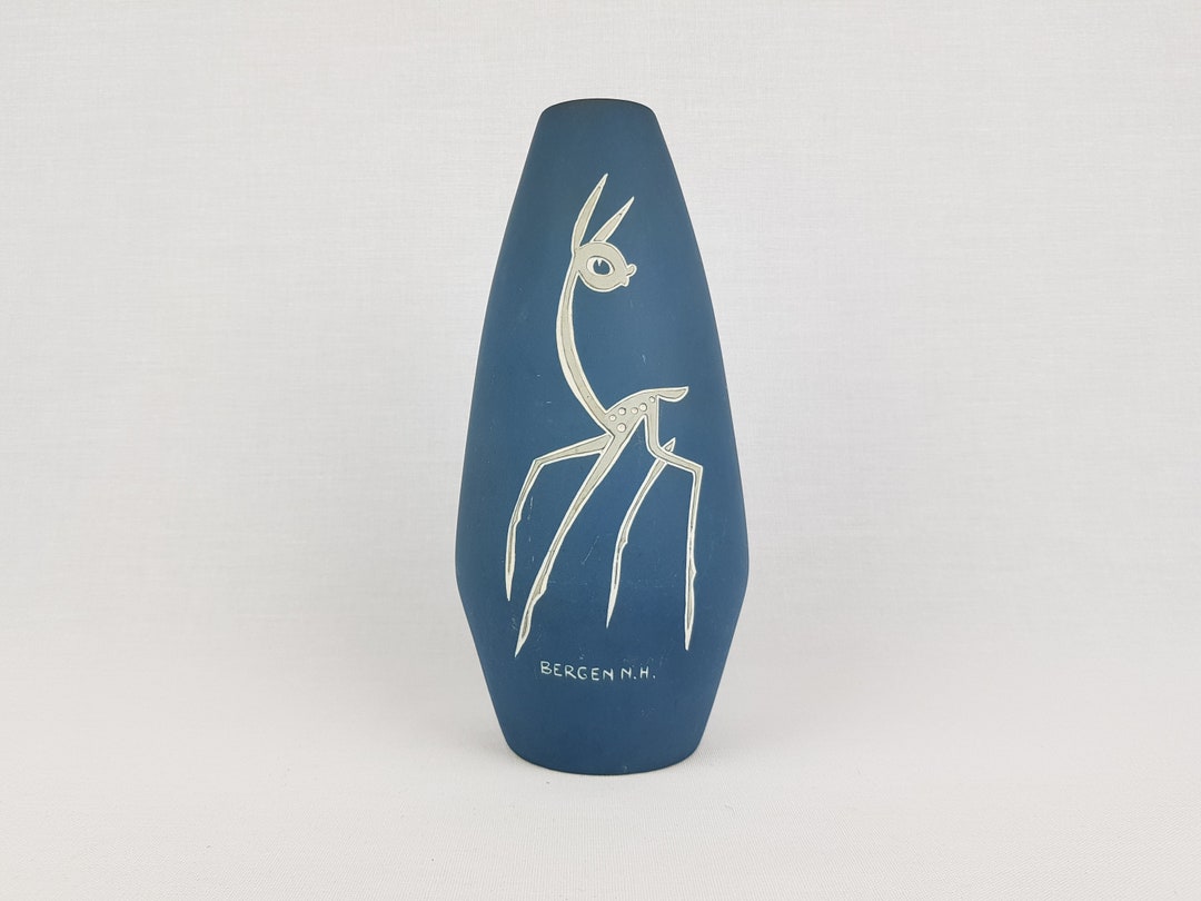 Vintage L'ANCORA KERAMIEK Blue Ceramic Vase Azura Decor From the ...