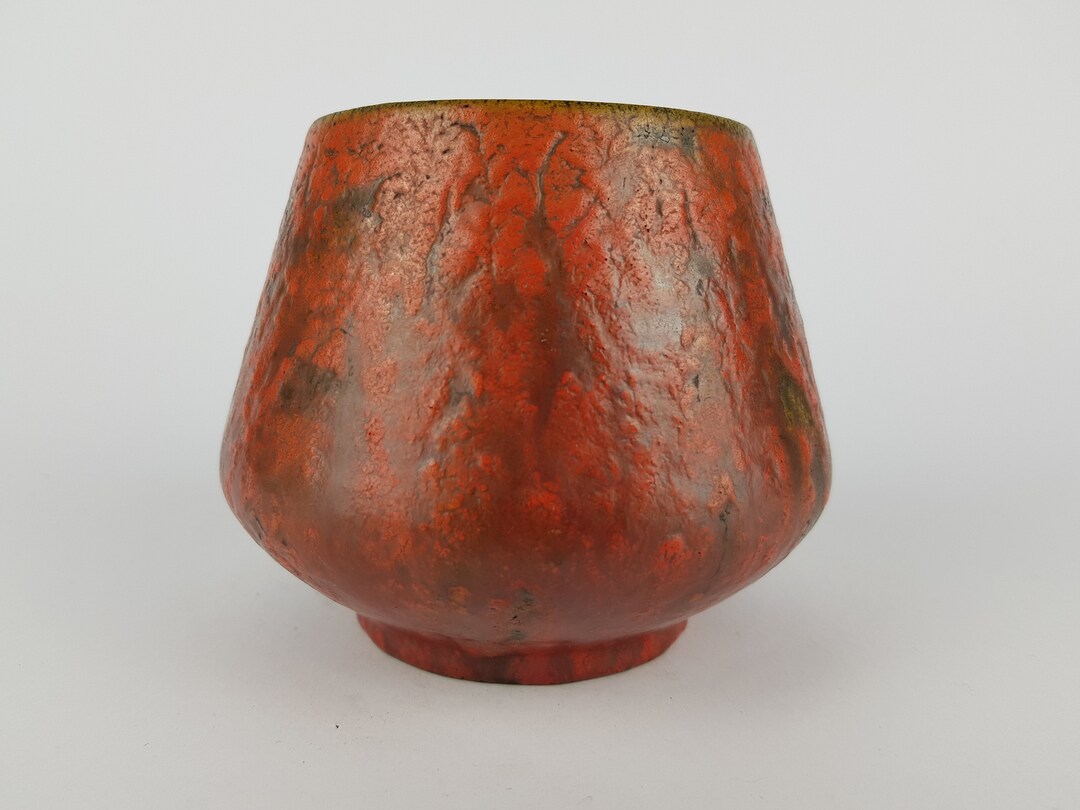Vintage RUSCHA KERAMIK Fat Lava Vase / Planter With VULKANO Decor West ...