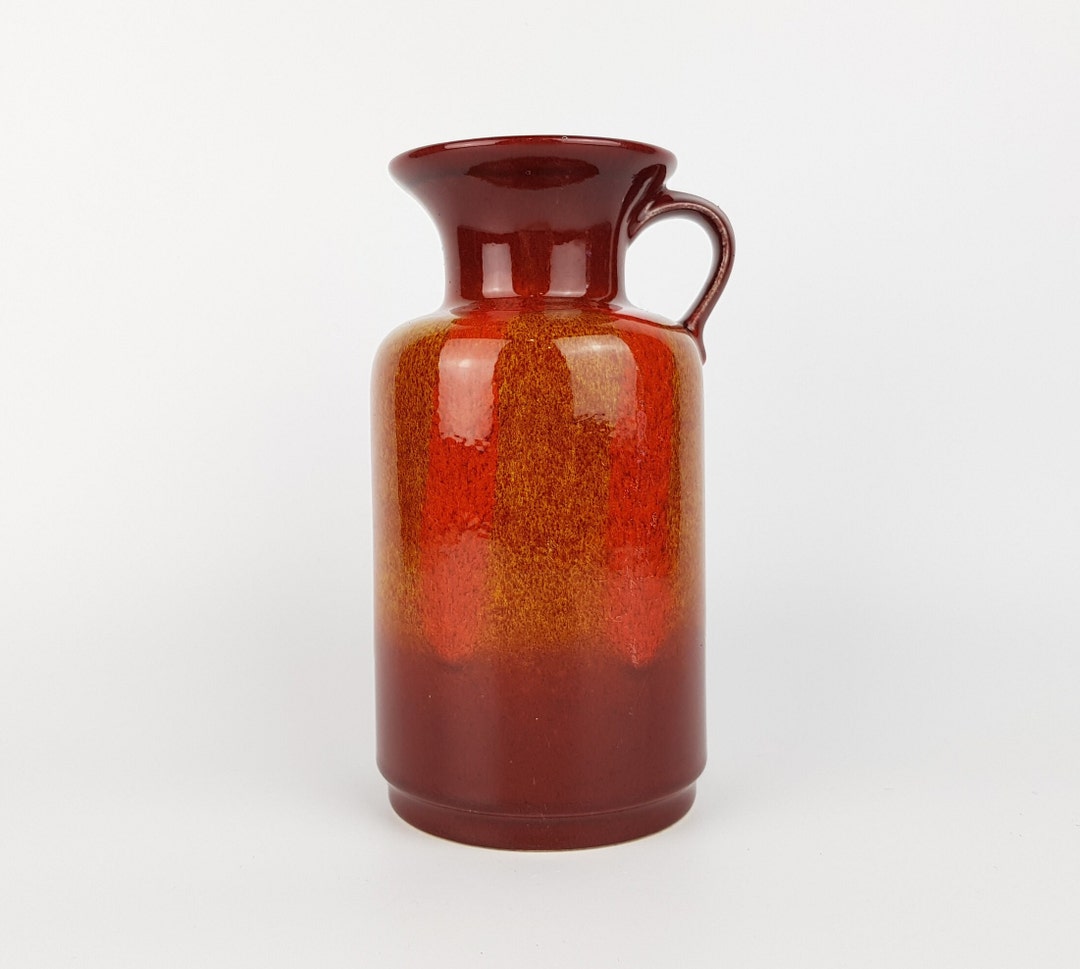 Vintage JASBA KERAMIK Orange and Brown TRUMPET Vase N602 12 20 West ...