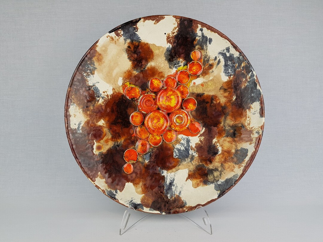 Vintage RUSCHA KERAMIK Brown and Orange Wall Plaque With 3D Mushroom ...