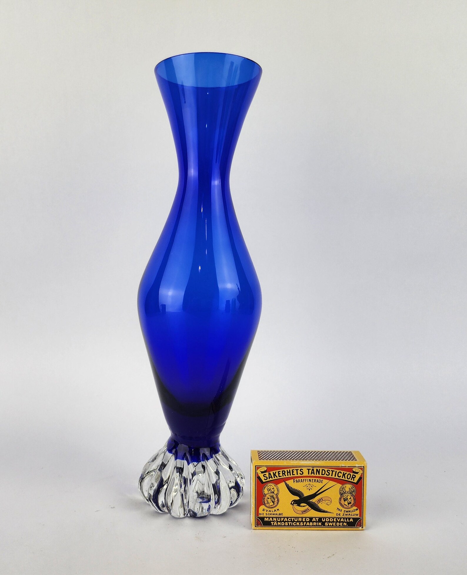 Vintage ASEDA GLASS Blue Design Vase From Sweden Scandinavia 1960-70s ...