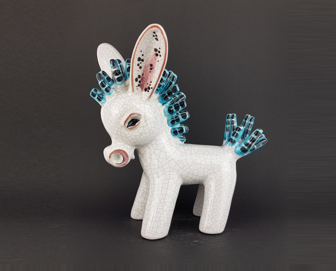 Very RARE !! Vintage WALTER BOSSE Large Ceramic White Donkey for ...