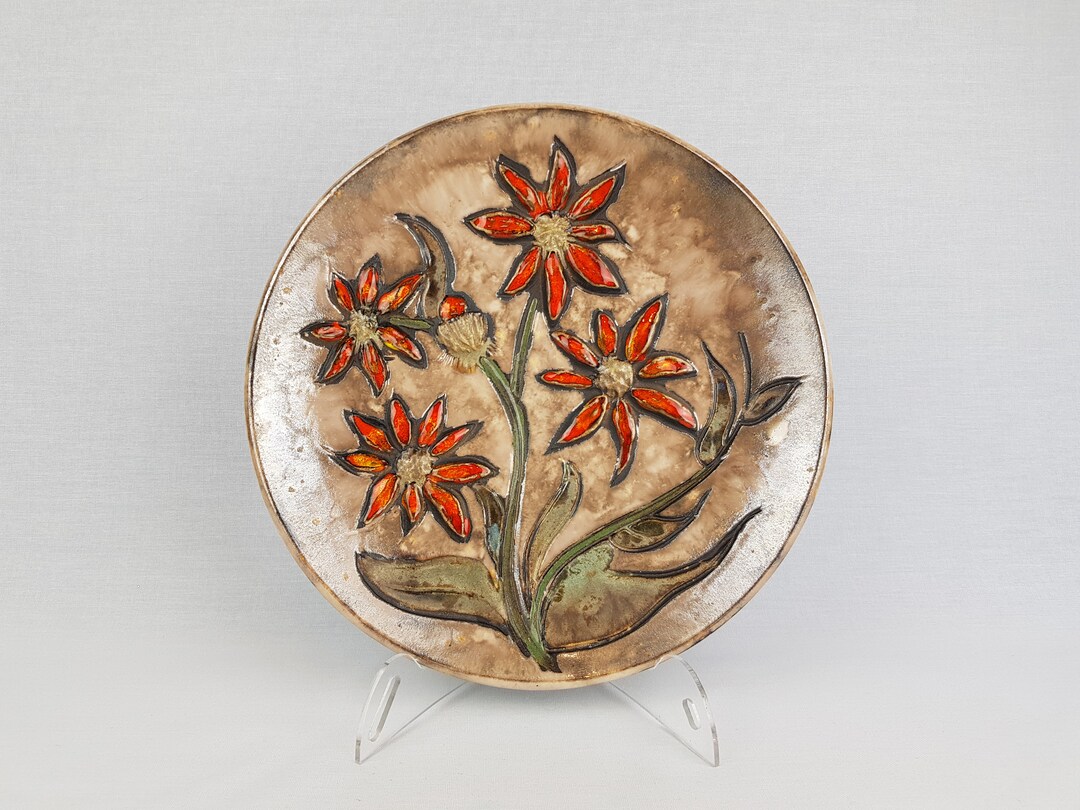 Vintage RUSCHA KERAMIK Wall Plaque With Floral Decor 1970s No 717/2 - Etsy
