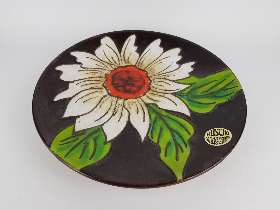 XL RUSCHA KERAMIK Wall Plaque With Flower Decor, West German Pottery - Etsy