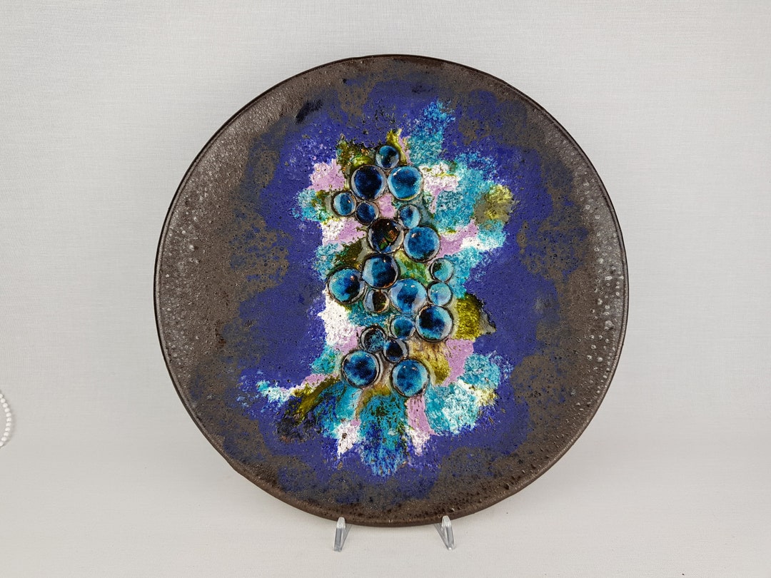 Vintage RUSCHA KERAMIK Blue Pink and Turquoise Wall Plaque With 3D ...